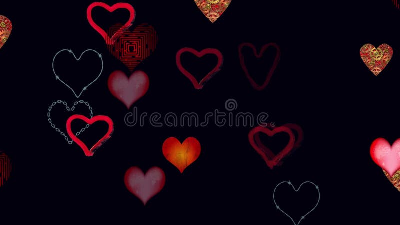 Stream of Various Types of Hearts Moving Onwards, Seamless Loop Stock ...