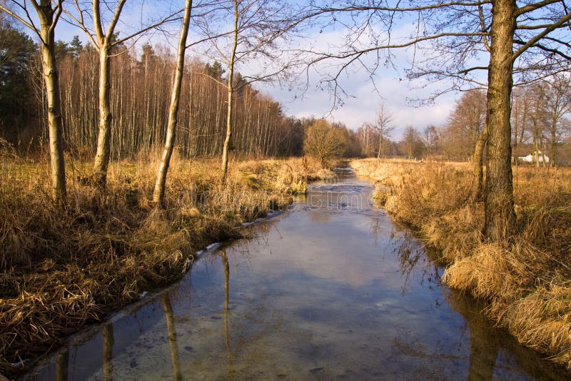 Stream in the village stock image. Image of lonely, beige - 18966423