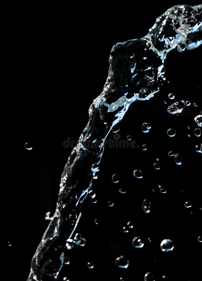 Stream of Water on a Black Background Stock Photo - Image of fall ...