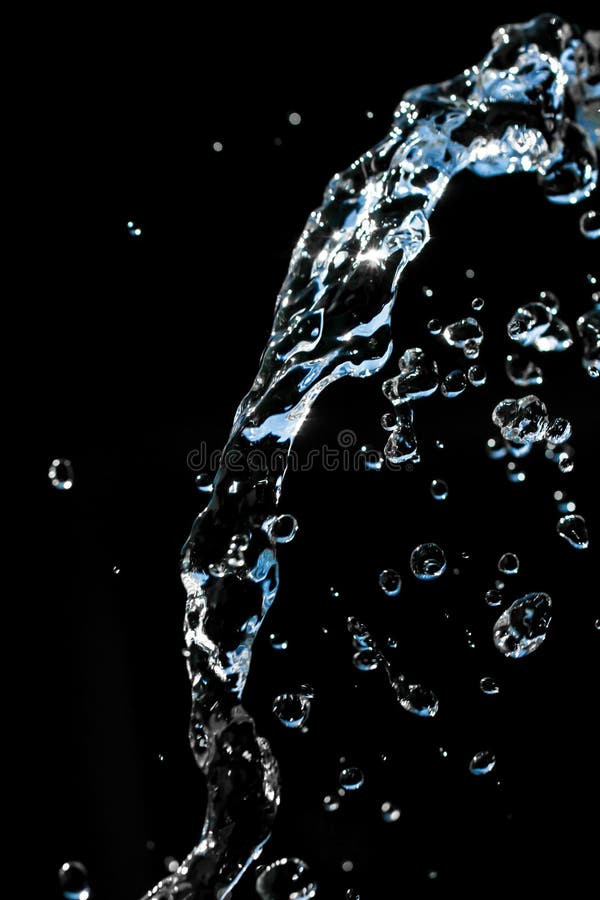 Stream of Water on a Black Background Stock Photo - Image of fall ...