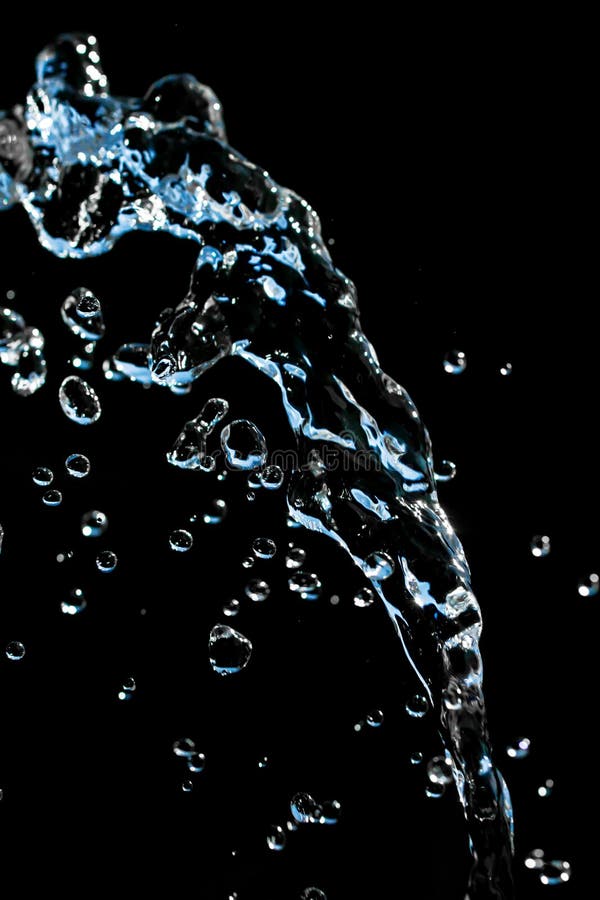 Stream of Water on a Black Background Stock Photo - Image of fall ...
