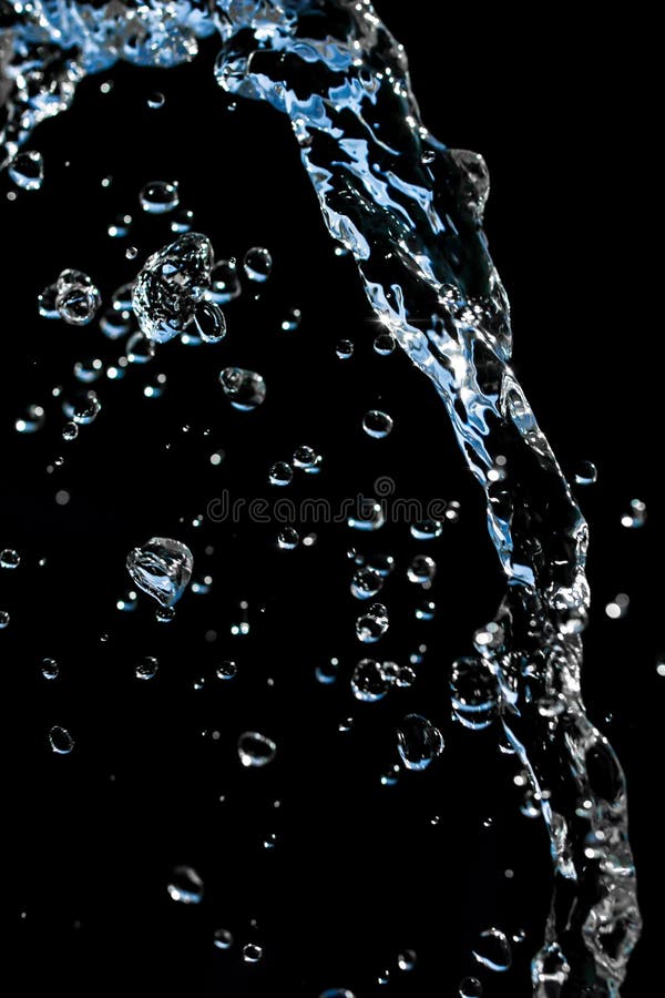 Stream of Water on a Black Background Stock Photo - Image of fall ...
