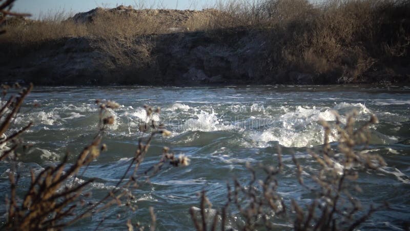 Stream Water Falling Down Bursting Ecology Background. Raging Clean ...