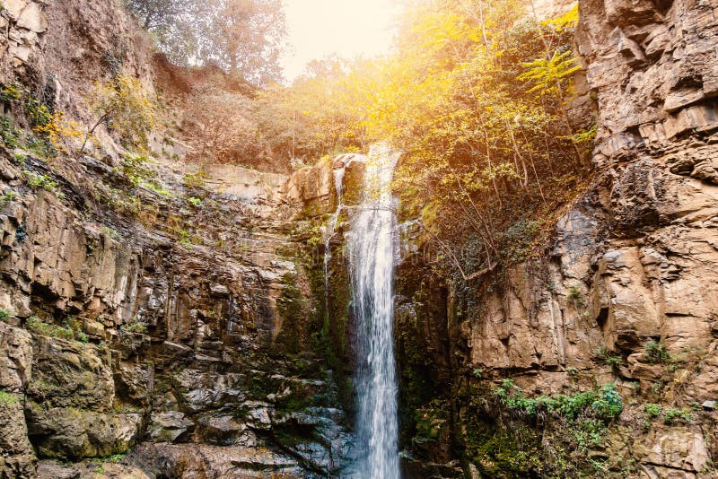 Stream of Water Falling from a Rocky Surface Stock Image - Image of ...