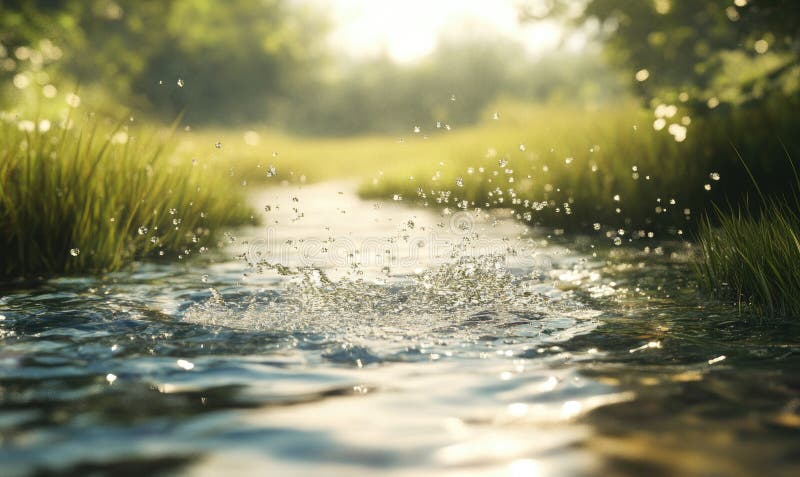 A Stream of Water is Falling from the Sky Stock Image - Image of calm ...