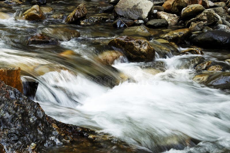 Stream Water Flowing Over Rocks Long Exposure Stock Image - Image of ...