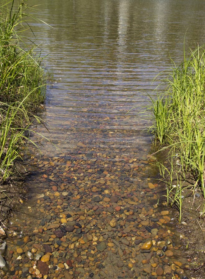 A Stream of Water Flowing into the River Stock Image - Image of motion ...