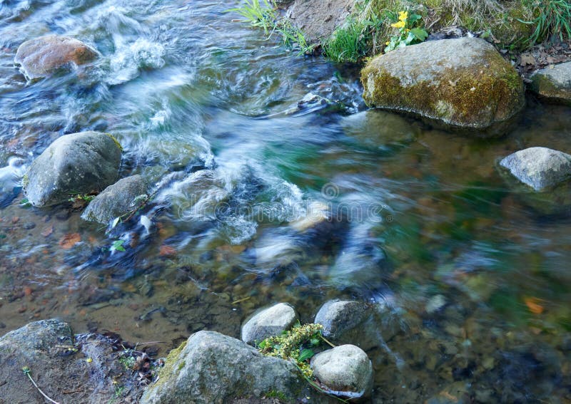 A Stream of Water in a Stream Flowing between Stones Stock Image ...