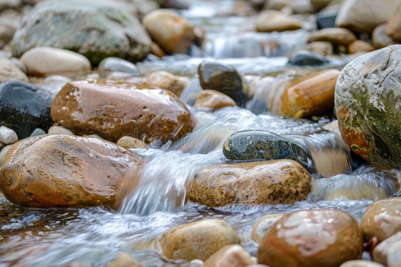 A Stream of Water Flows between Large Rocks Stock Image - Image of ...