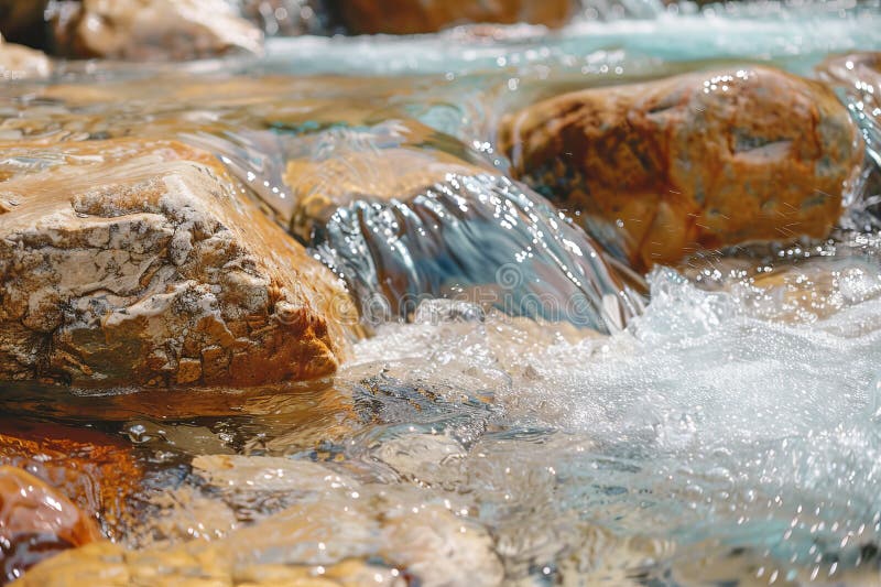 A Stream of Water Flows between Large Rocks Stock Photo - Image of ...