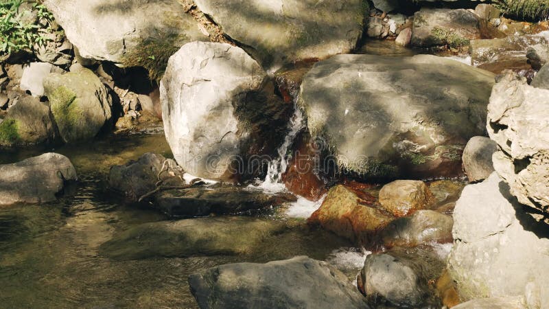 Water Stream Flowing between Large Rocks Stock Video - Video of current ...