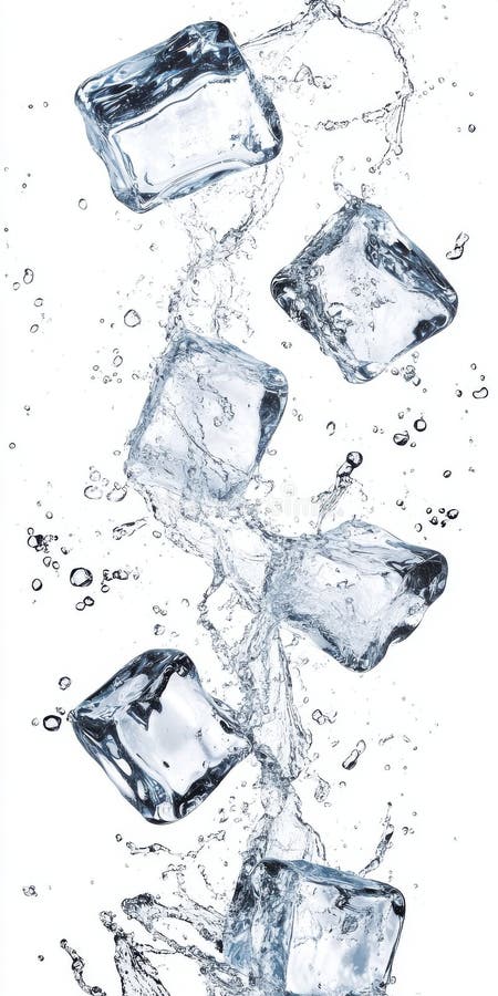 A Stream of Water with Ice Cubes Falling Out of it Stock Illustration ...