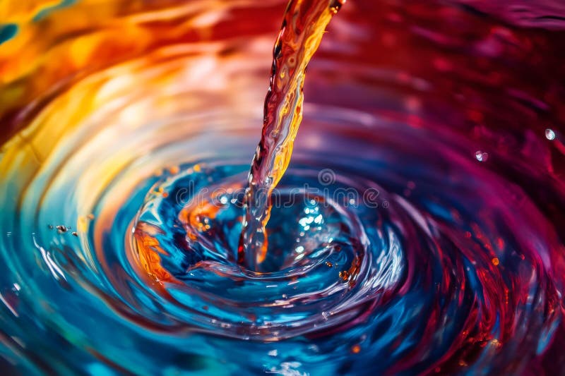 A Stream of Water is Pouring into a Circular Pool Stock Illustration ...