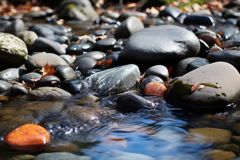 A Stream of Water Running through a Rocky Stream Bed Stock Image ...