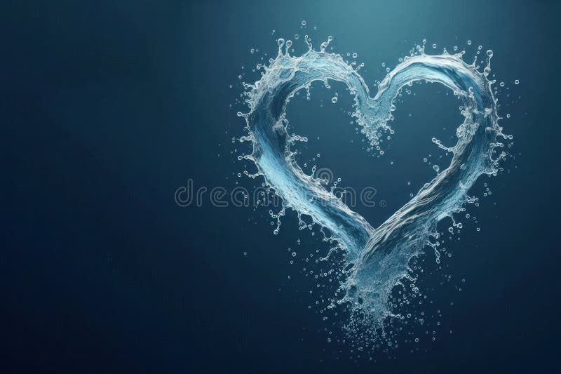 A Stream of Water in the Shape of a Love Heart. Space for Text. Stock ...