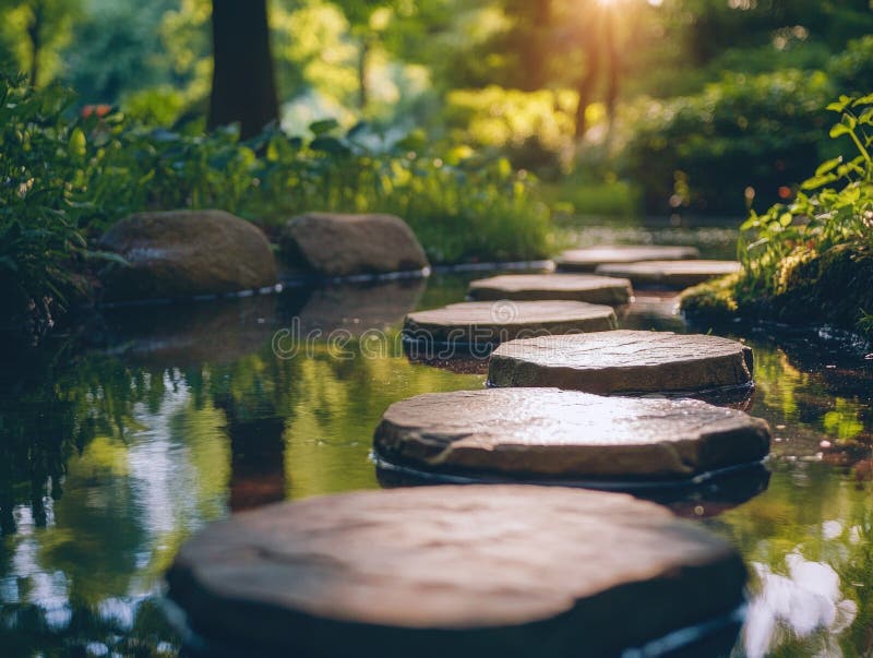 Stream Water Stepping Stones Stock Image - Image of creek, brook: 378703859