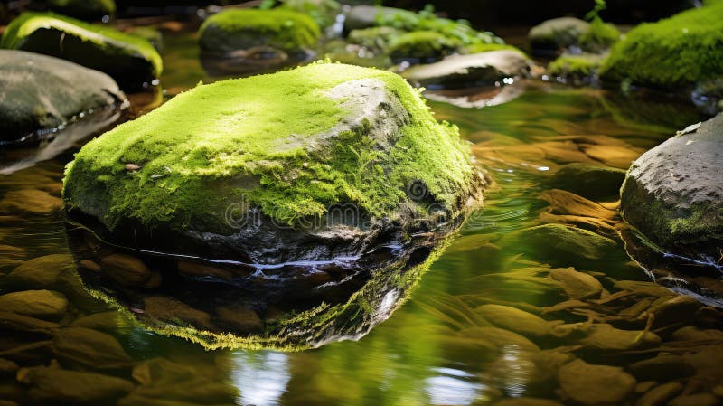 Stream water stone stock illustration. Illustration of peaceful - 371832577