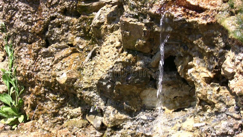 A Stream of Water with Foam and Air Bubbles Flows into the Sea, Washing ...