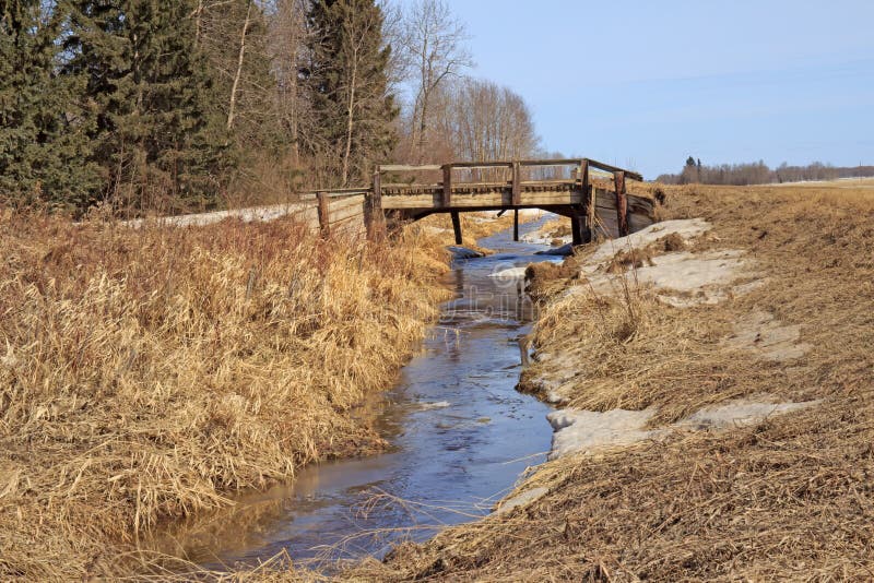 Stream of Water Under a Bridge Stock Photo - Image of flowing, thaw ...