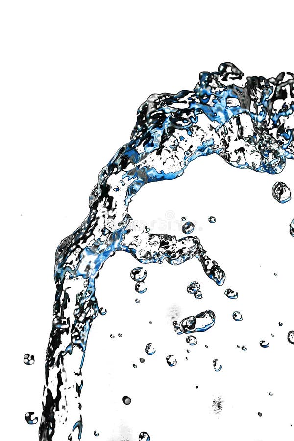 Stream of Water on a White Background Stock Image - Image of motion ...