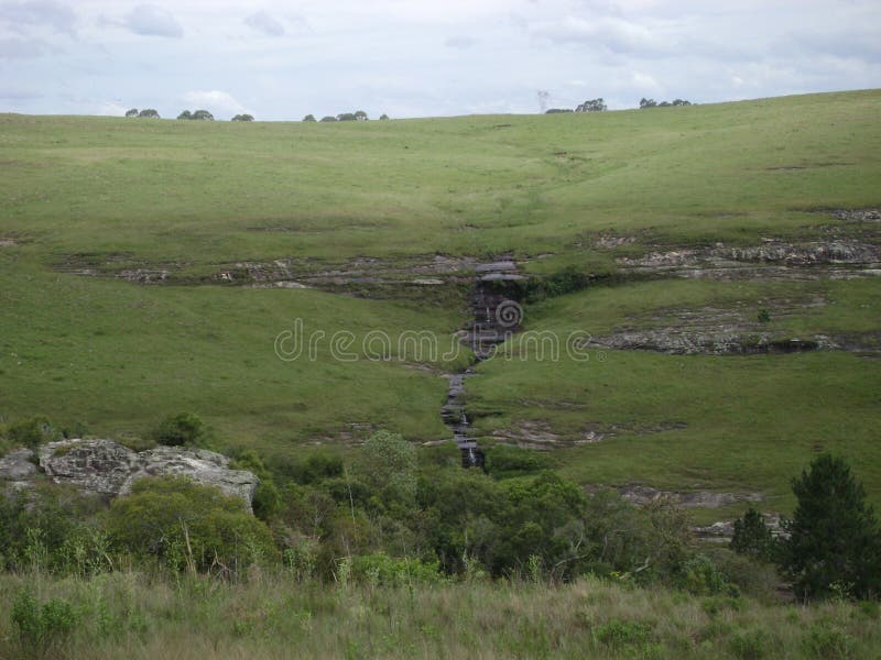 Stream Waterfall on a Field Stock Photo - Image of tundra, landscape ...