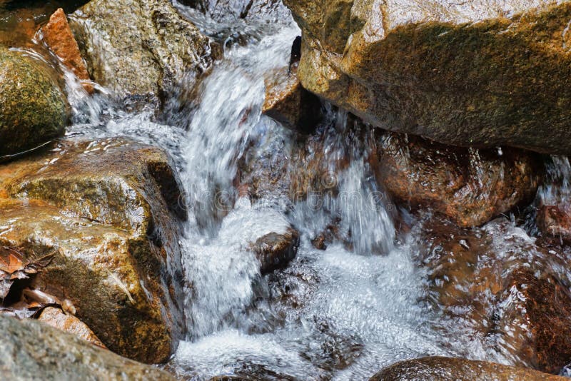 Stream of Waterfall Flowing through Rocks Stock Image - Image of stream ...