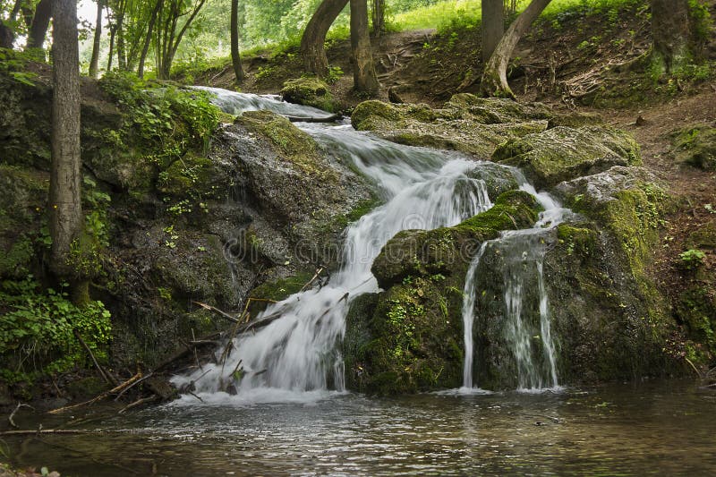 Stream and Waterfall in the Forest Stock Photo - Image of mountain ...