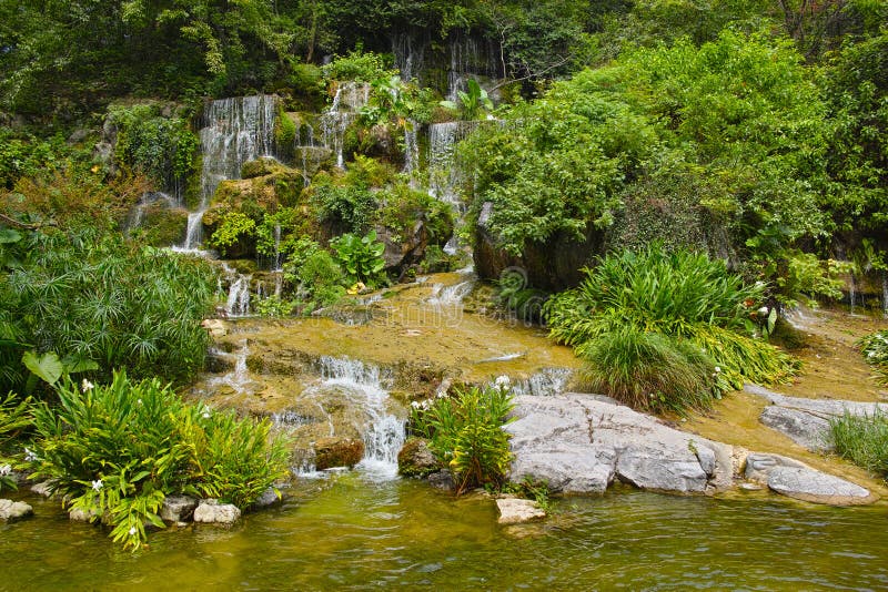 Stream waterfalls stock image. Image of tree, pond, falls - 34178653