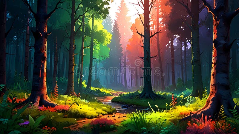 The Enchanted Forest Stream Stock Photo - Image of illuminating ...