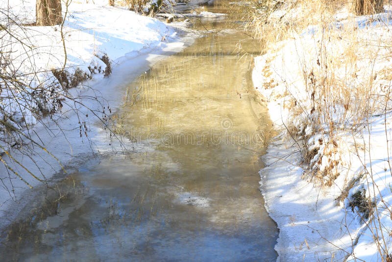 Stream in Winter stock image. Image of forest, north, snow - 272117