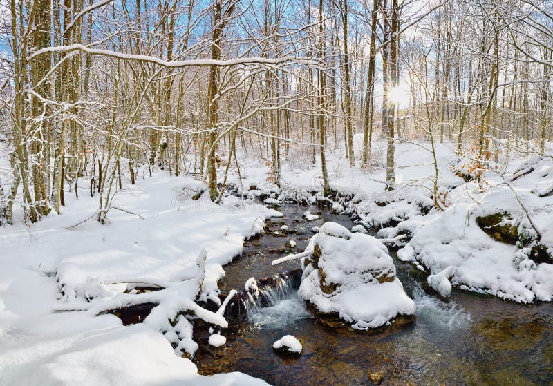 Stream snow stock image. Image of water, paradise, winter - 12268161