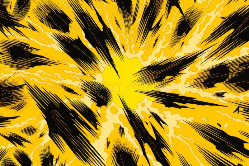 Stream of Yellow Lightning Strikes, Comic Book Pattern. Generative AI ...