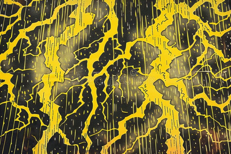 Stream of Yellow Lightning Strikes, Comic Book Pattern. Generative AI ...