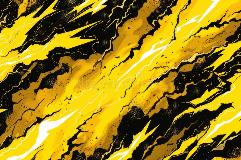 Stream of Yellow Lightning Strikes, Comic Book Pattern. Generative AI ...