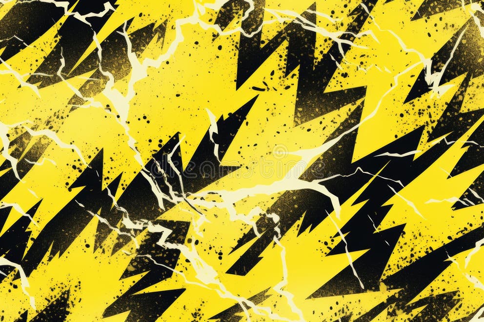 Stream of Yellow Lightning Strikes, Comic Book Pattern. Generative AI ...