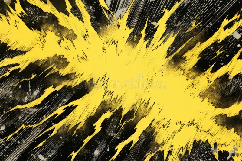 Stream of Yellow Lightning Strikes, Comic Book Pattern. Generative AI ...