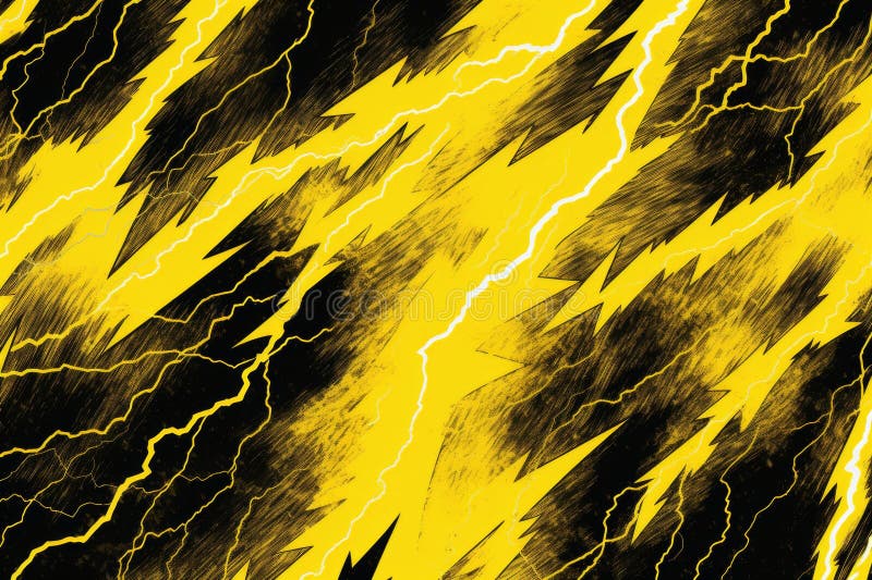 Stream of Yellow Lightning Strikes, Comic Book Pattern. Generative AI ...