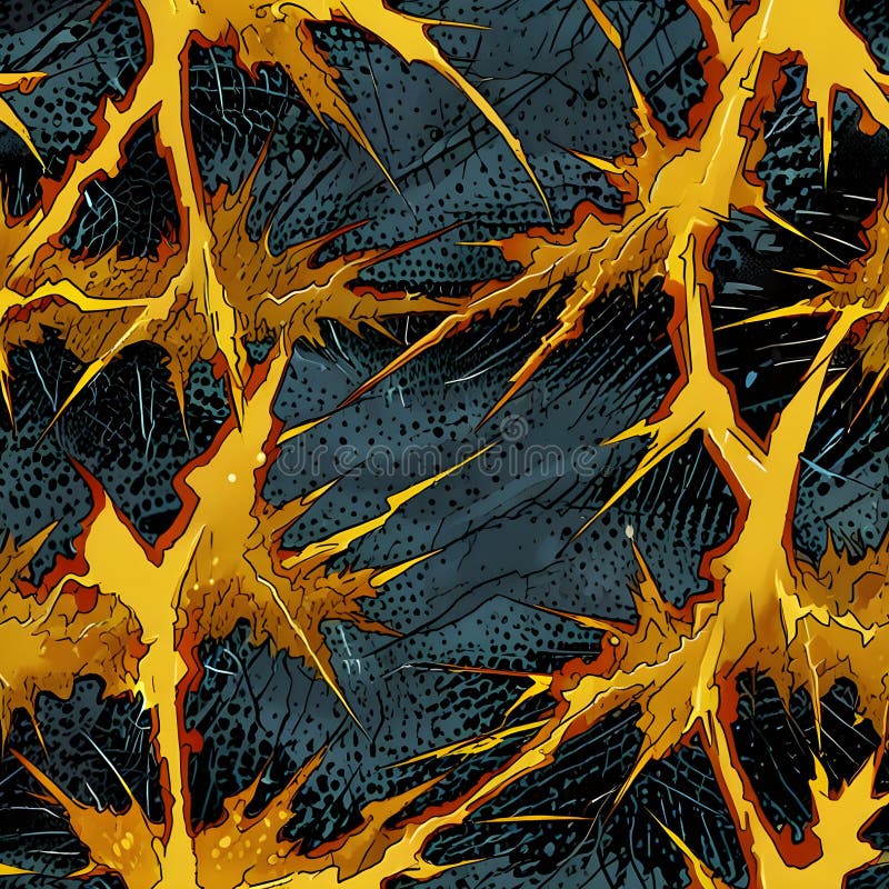 Stream of Yellow Lightning Strikes Half Vintage Comic Stock ...