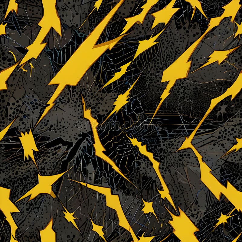 Stream of Yellow Lightning Strikes Half Vintage Comic Stock ...