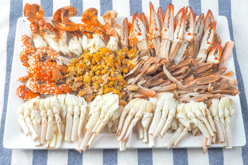 The Streamed Crabs, Thai Seafood, Top View Stock Photo - Image of ...