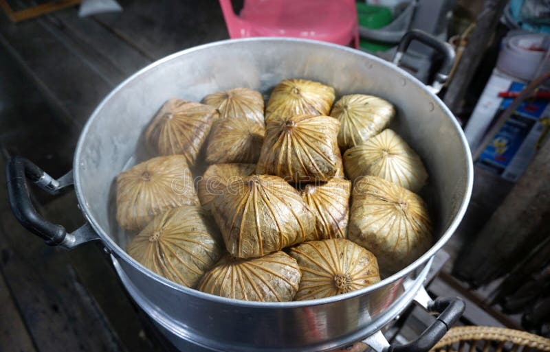 Streamed Rice in Lotus Leaves Stock Image - Image of food, streamed ...