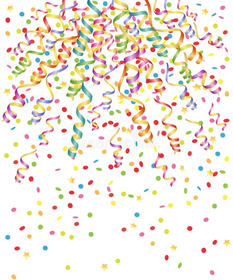 Background with Streamer and Confetti Stock Vector - Illustration of ...