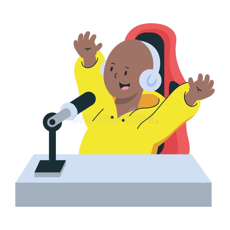 Streamer Gamer Boy with Microphone and Headphones Stock Illustration ...