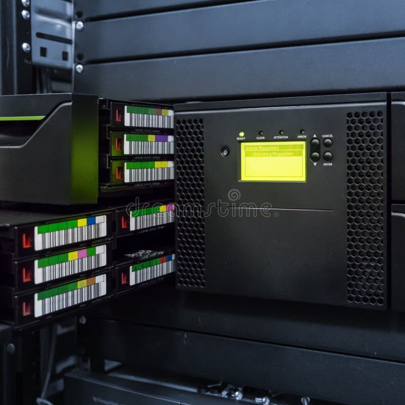 Streamer, Tape Library for Data Backup in the Server Rack in the ...
