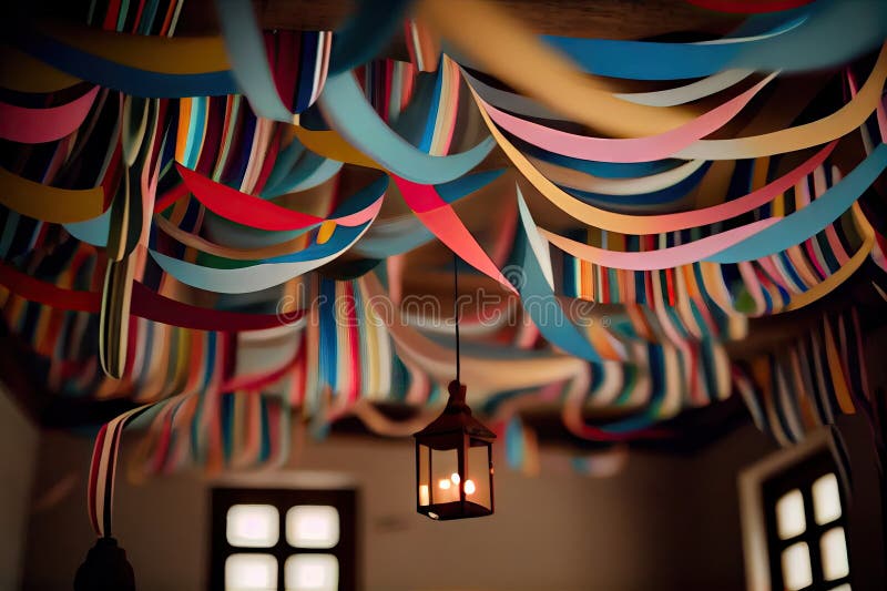 Streamers Hanging from a Ceiling, Creating Whimsical and Playful ...