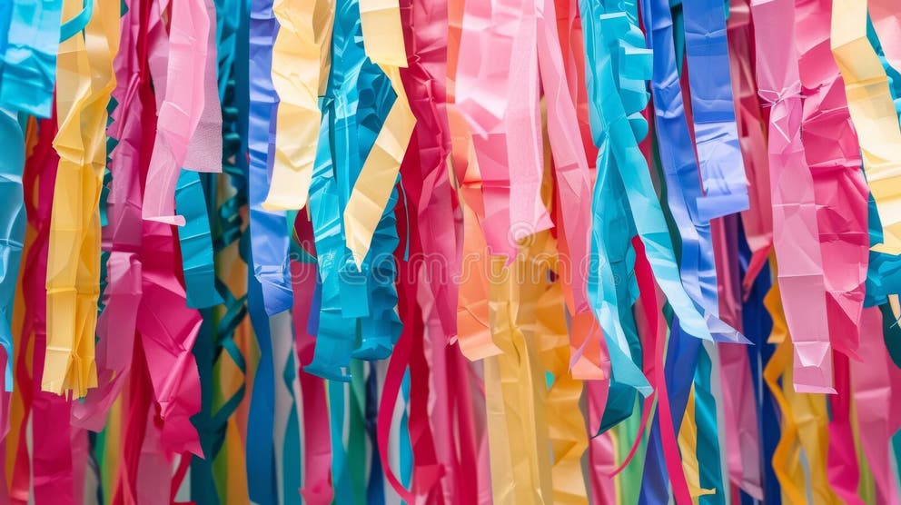 Streamers and Ribbons Hanging from Ceiling Stock Illustration ...