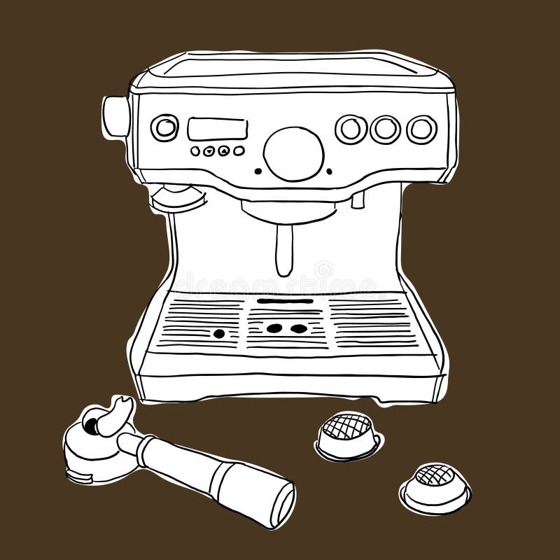 Streaming Coffee Machine Hand Drawing Illustration Style Vector Stock ...