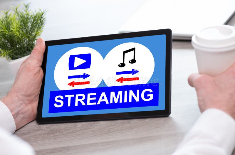 Streaming Concept on a Tablet Stock Photo - Image of technology, film ...