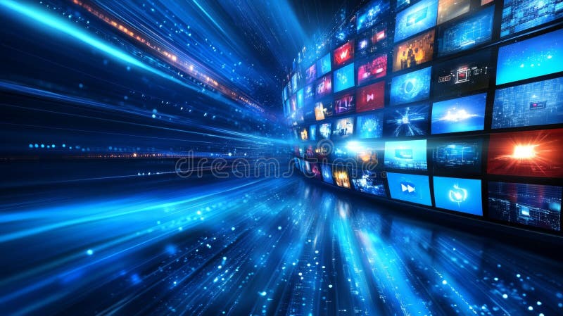 Streaming Data Tunnel Abstract Multimedia Background with Various ...