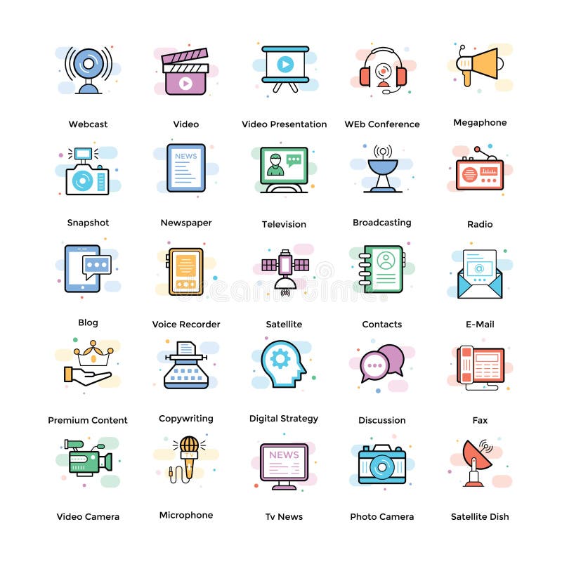Streaming Flat Icons Pack stock vector. Illustration of discussion ...